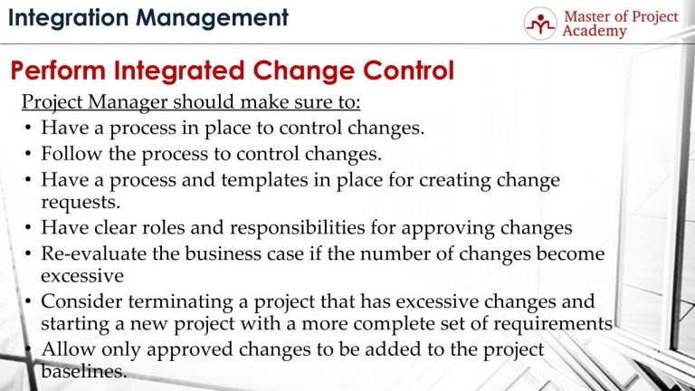 Integrated Change Control: Key To A Successful Change Management