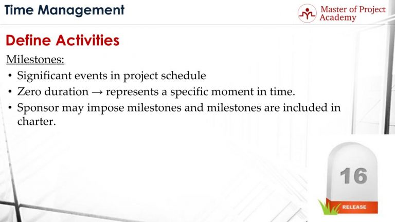 The 3 Major Outputs of Define Activities Process