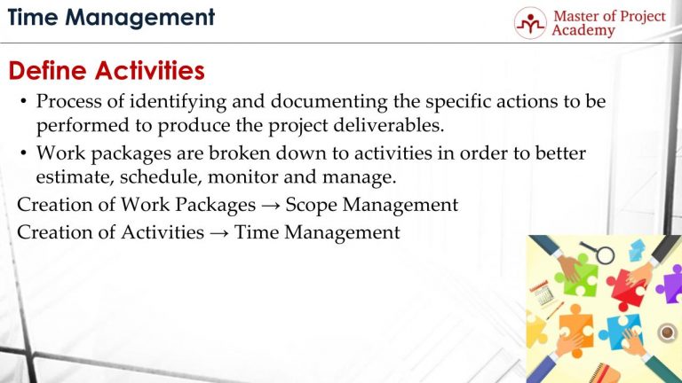 The 3 Major Outputs of Define Activities Process